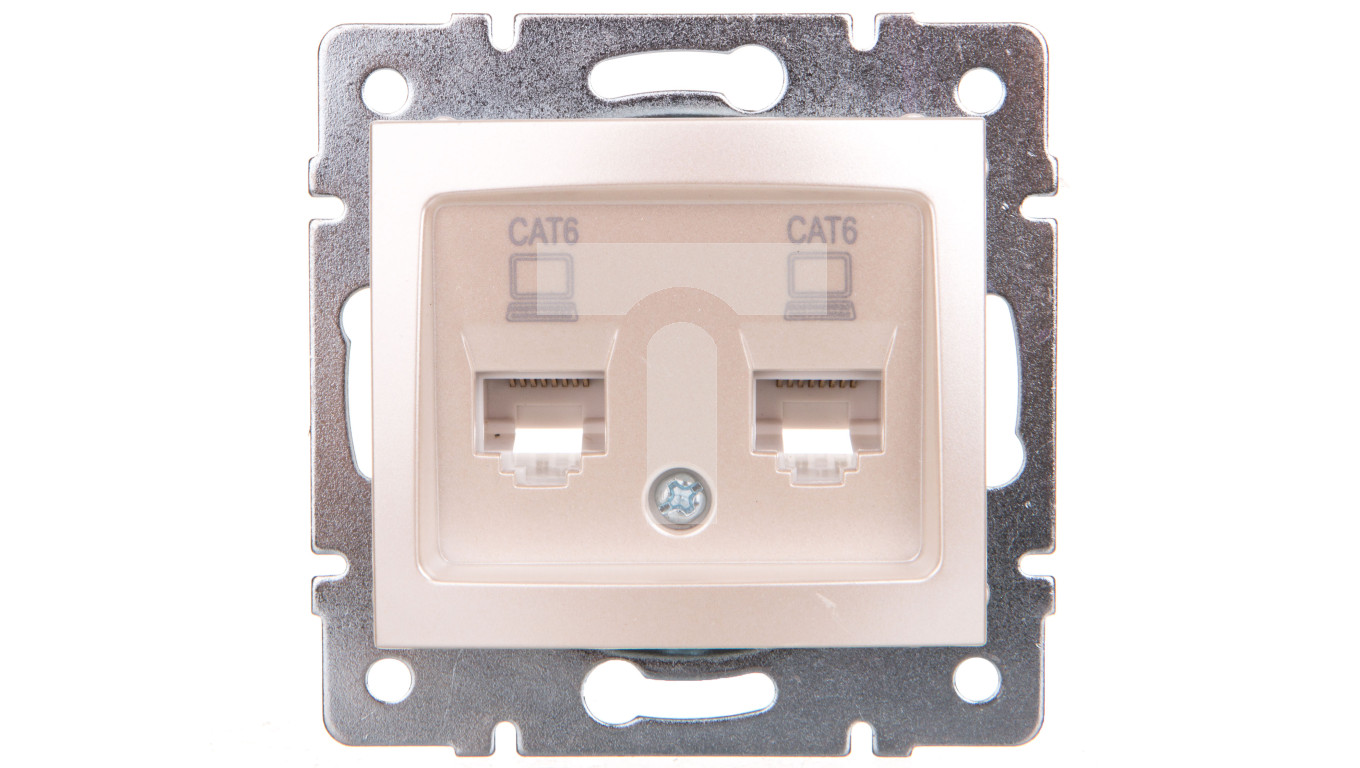 DOMO Gniazdo komputerowe podwójne niezależne 2x RJ45Cat 6 Jack perłowe
