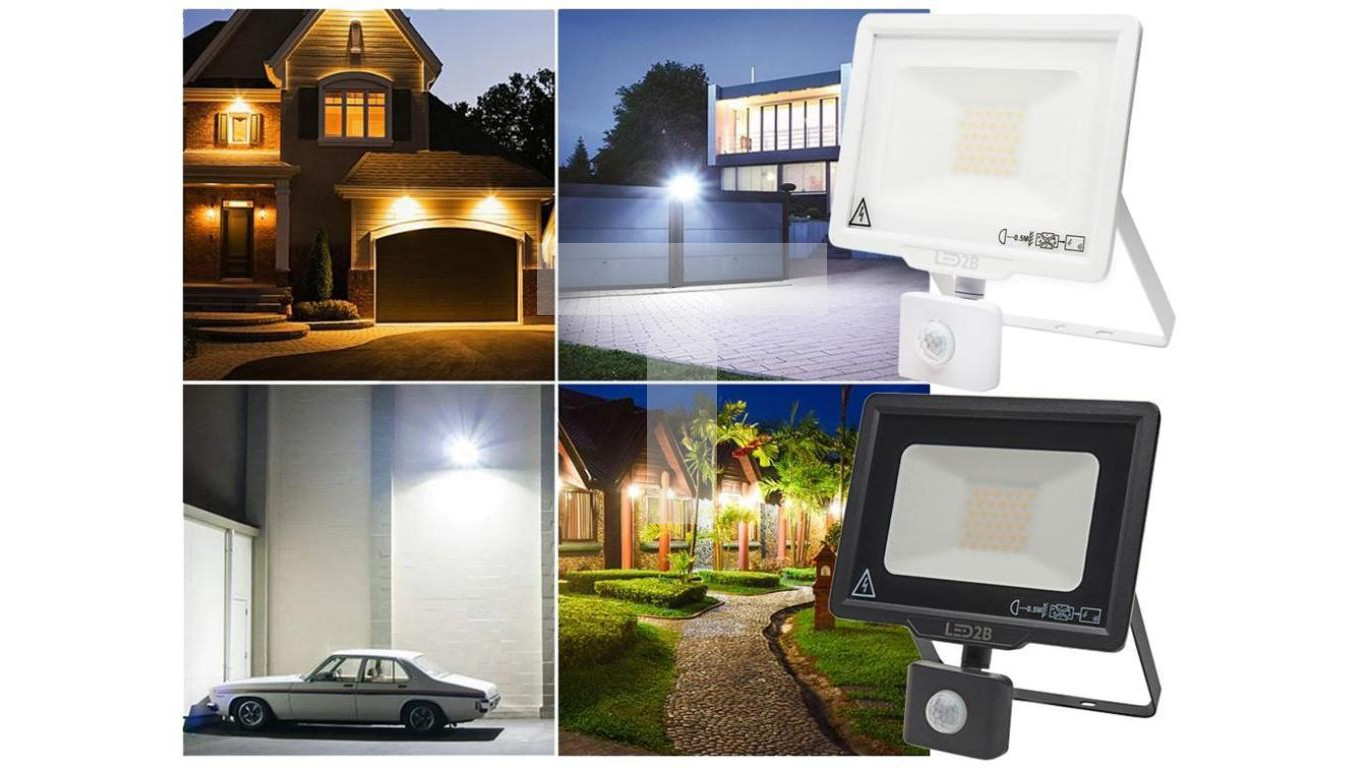 Naświetlacz LED 50W 4000lm 4000K IP44 Czarny z czujnikiem ruchu LED2B