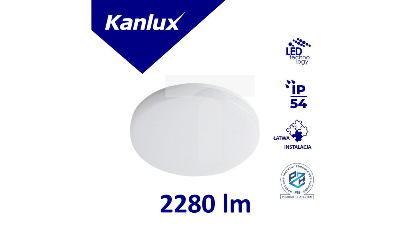 Plafoniera LED VARSO LED 24W NW O IP54 2280lm 4000K 26445 Kanlux S A