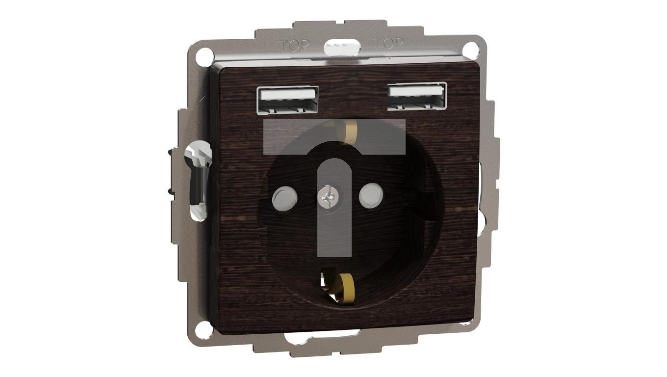 Gniazdo zas Schuko podw gniazdo ład USB typ A A wenge efekt drewna Sedna Design i