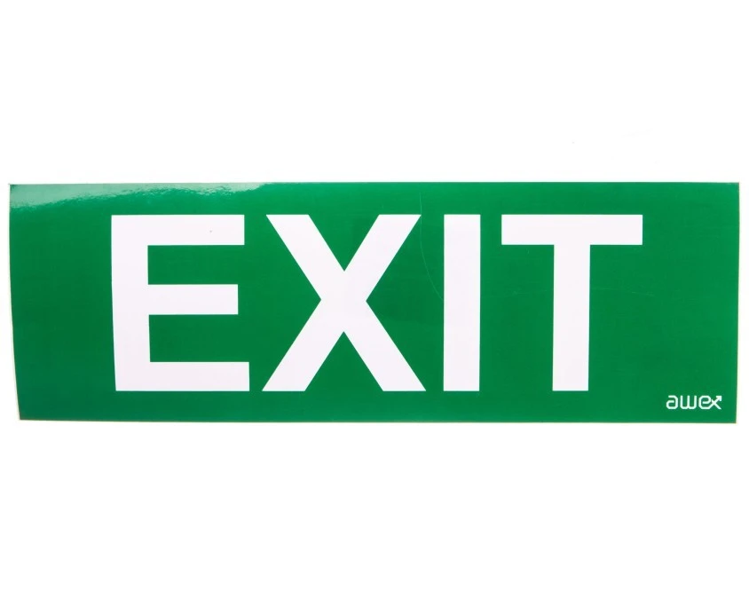 Piktogram PM28 100x300 EXIT logo awex (ISO7010) – AWEX Masłomiąca | TIM SA