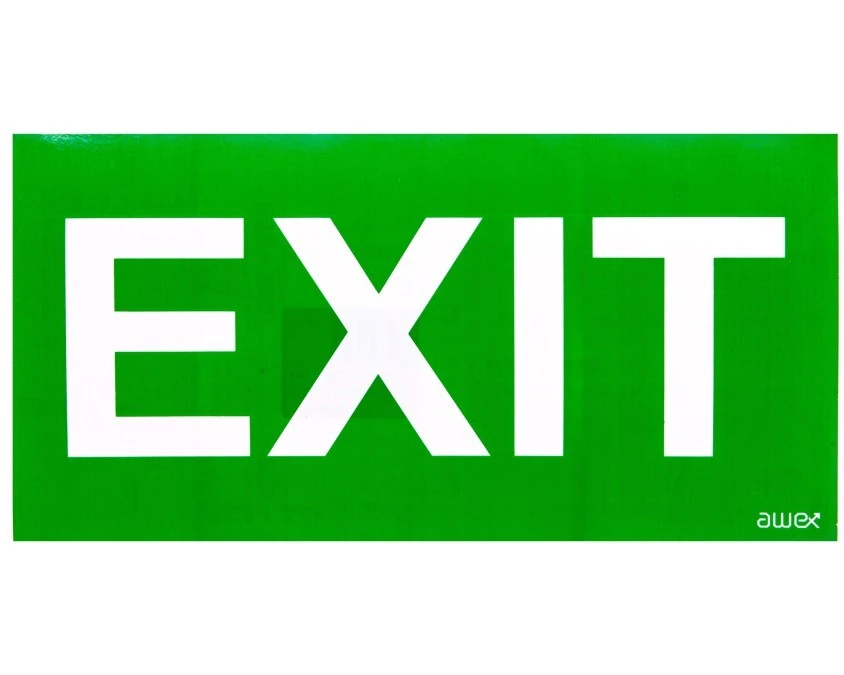 Piktogram PD28 150x300 EXIT logo awex (ISO7010) – AWEX Masłomiąca | TIM SA