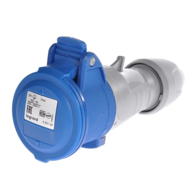 Gniazdo przenośne 3P 16A 230V niebieskie IP44 P17 TEMPRA PRO 555104 ...