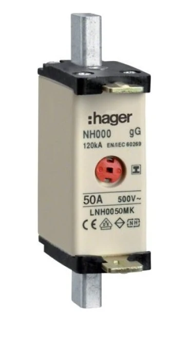 Wkładka bezpiecznikowa NH000 50A gG 500V WT-000 LNH0050MK – HAGER POLO ...
