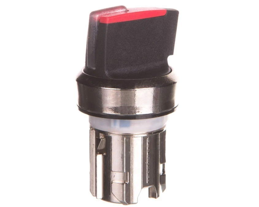 Napęd przełącznika 3 położeniowy I-O-II 22mm czerwony z podświetleniem bez samopowrotu metal mat ...