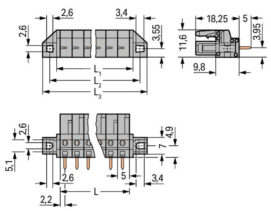 Gniazdo MCS-MIDI Classic 6-biegunowe szare raster 5mm 232-137/031-000 /50szt./ – WAGO | TIM SA