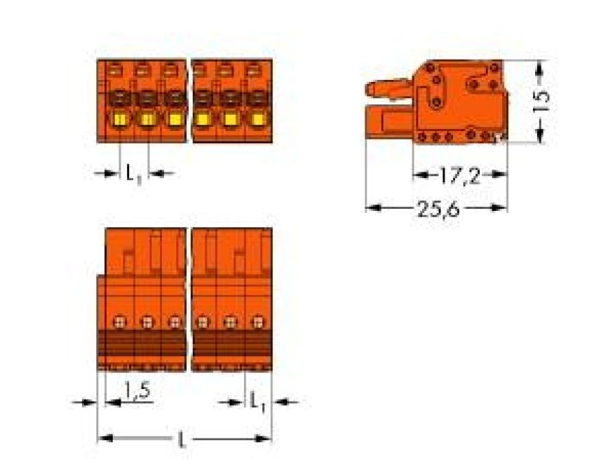 Gniazdo MCS-MIDI Classic 4-biegunowe pomarańczowe raster 5,98mm 2231-304/026-000 /100szt ...