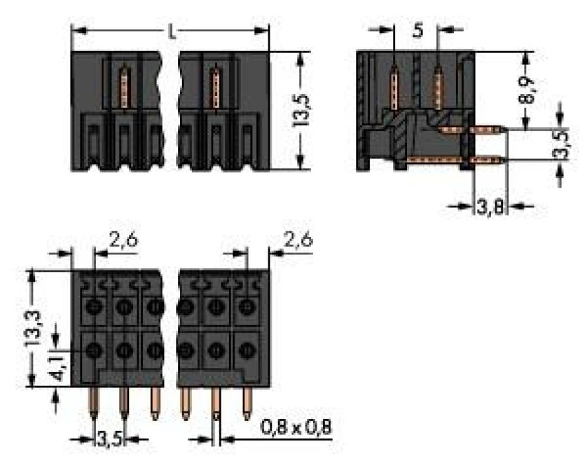 Wtyk MCS-MINI Classic 8-biegunowe czarny raster 3,5mm 713-1424 /50szt./ – WAGO | TIM SA