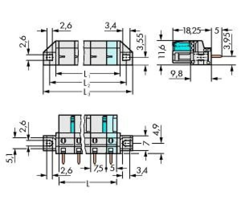 Gniazdo MCS-MIDI Classic 5-biegunowe jasnoszare raster 7,5mm 722-735/031-000 /50szt./ – WAGO ...