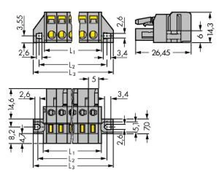 Gniazdo MCS-MIDI Classic 7-biegunowe szare raster 5mm 231-107/031-000 /50szt./ – WAGO | TIM SA