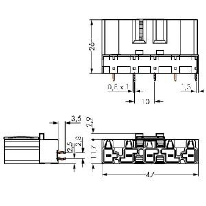 Wtyk 5-torowy 2-przewodowy czarny WINSTA 770-815 /50szt./ – WAGO | TIM SA