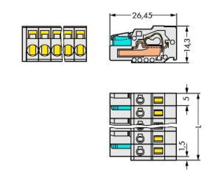 Gniazdo MCS-MIDI Classic 3-biegunowe jasnoszare raster 5mm 721-103/026-000 /100szt./ – WAGO | TIM SA
