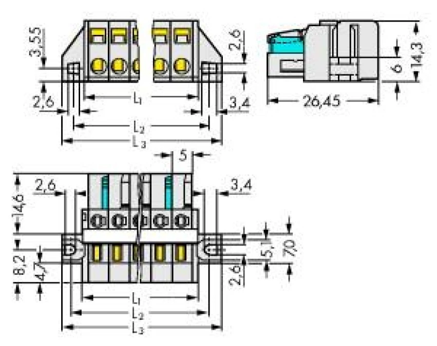 Gniazdo MCS-MIDI Classic 6-biegunowe jasnoszare raster 5mm 721-106/027-000 /50szt./ – WAGO | TIM SA