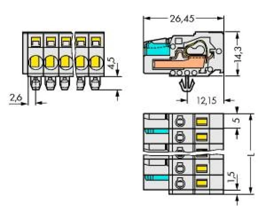Gniazdo MCS-MIDI Classic 8-biegunowe jasnoszare raster 5mm 721-108/008-000 /50szt./ – WAGO | TIM SA