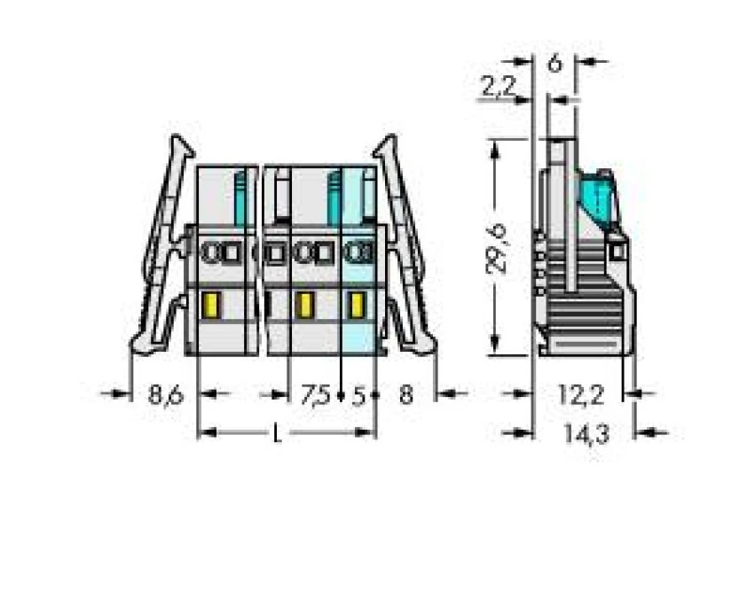 Gniazdo MCS-MIDI Classic 2-biegunowe jasnoszare raster 7,5mm 721-202/037-000 /50szt./ – WAGO ...
