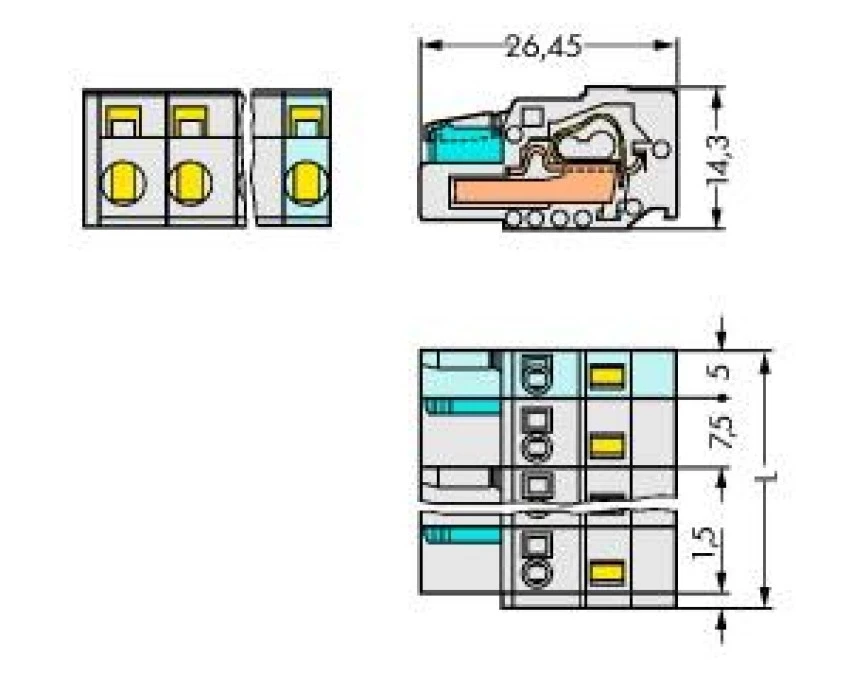 Gniazdo MCS-MIDI Classic 5-biegunowe jasnoszare raster 7,5mm 721-205/026-000 /50szt./ – WAGO ...