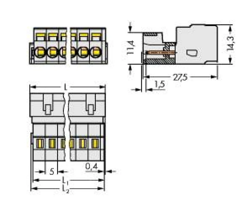 Wtyk MCS-MIDI Classic 6-biegunowy jasnoszary raster 5mm 721-606 /50szt./ – WAGO | TIM SA