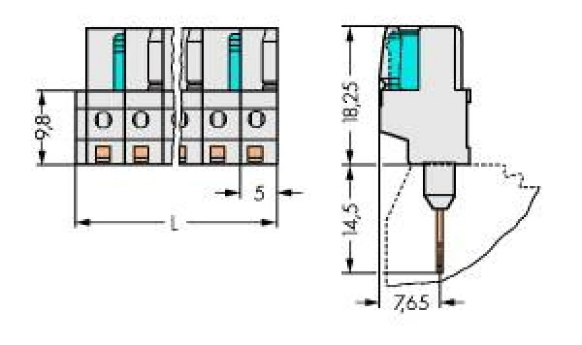 Gniazdo MCS-MIDI Classic 2-biegunowe jasnoszare raster 5mm 722-132/005-000 /100szt./ – WAGO | TIM SA
