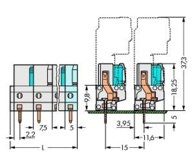 Gniazdo MCS-MIDI Classic 5-biegunowe jasnoszare raster 7,5mm 722-735 /50szt./ – WAGO | TIM SA