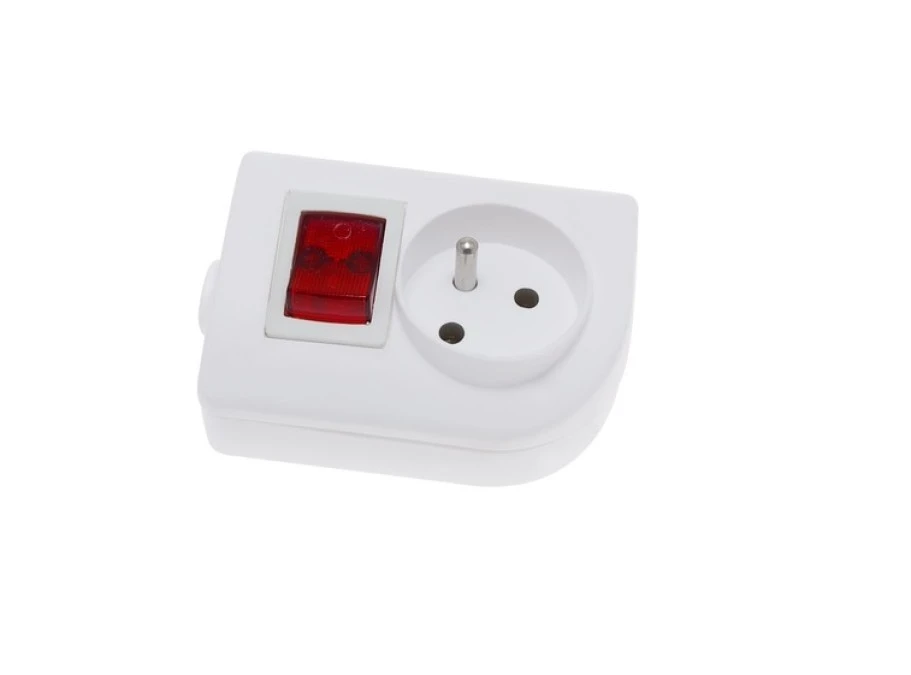 Rozgałęźnik do przedłużacza z wyłącznikiem 1-gniazdo z/u biały GN-10W ...
