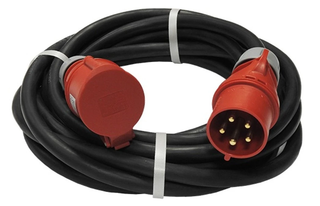 Przedłużacz budowlany siłowy elCORD CEE 32A 400V IP44 25m H07RN-F 5G6 z wtyczką i gniazdem CEE ...