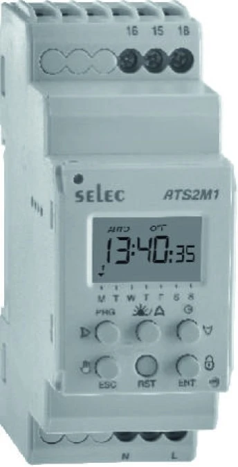 Programator czasowy astronomiczny ATS2M1-1-16A-230V-CE – SELEC | TIM SA