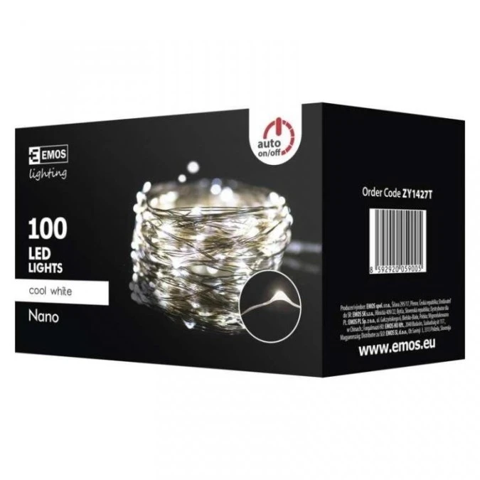 Lampki choinkowe XMAS nano TIMER 2,4W 100LED 10m IP44 zimny biały ...