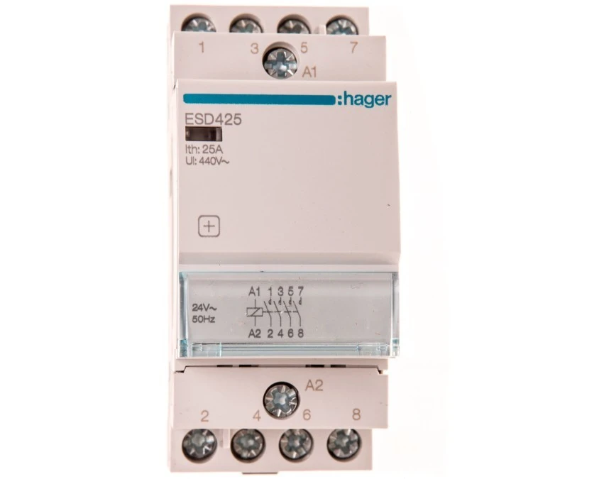 Stycznik modułowy 25A 4Z 0R 24V AC ESD425 – HAGER POLSKA | TIM SA