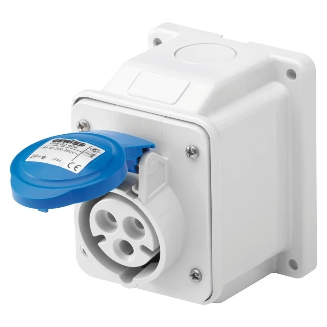 Gniazdo stałe 3P 32A 230V niebieskie IP44 10 6H IEC 309 HP GW62415 ...