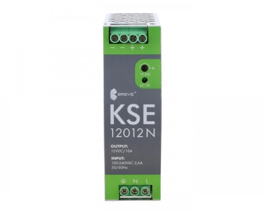 Zasilacz impulsowy KSE 12012M 230/ 12VDC 10A 120W na szynę DIN, Uzas ...