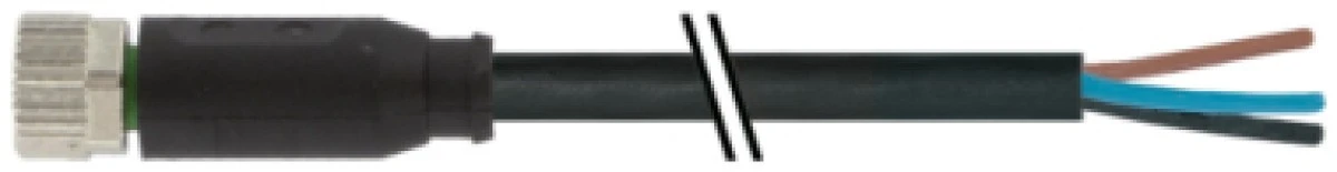 Konektor M8 żeński prosty z wolnym końcem przewodów 5m 7000-08041 ...