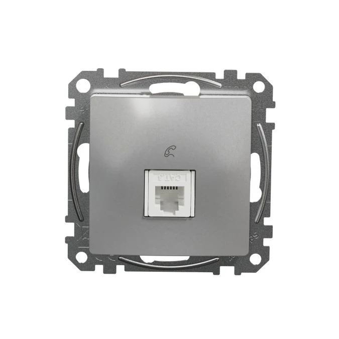 Gniazdo telefoniczne RJ11, srebrne aluminium, Sedna Design i Elements ...
