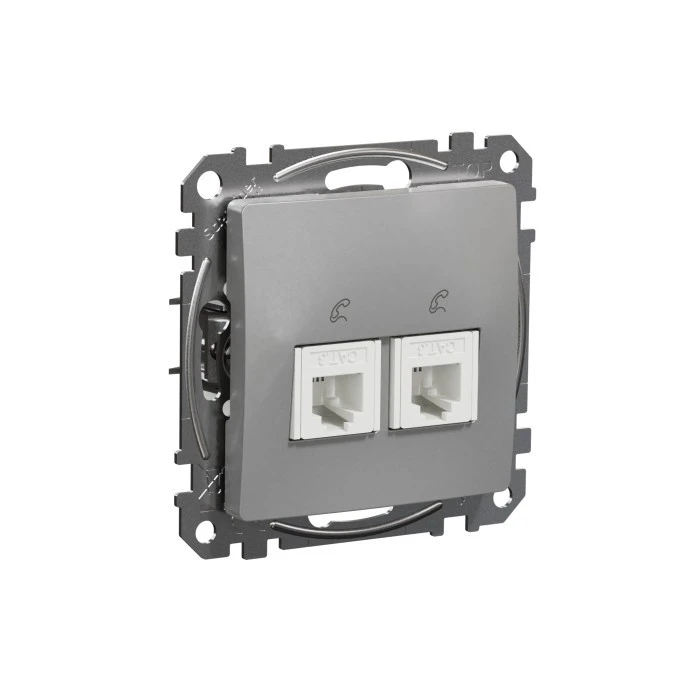 Gniazdo telefoniczne RJ11, srebrne aluminium, Sedna Design i Elements ...