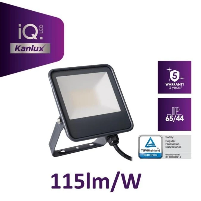 Projektor IQ-LED FL-30W-NW 3450lm 4000K barwa neutralna IP65 5 lat gwar. TUV czarny 33882 ...