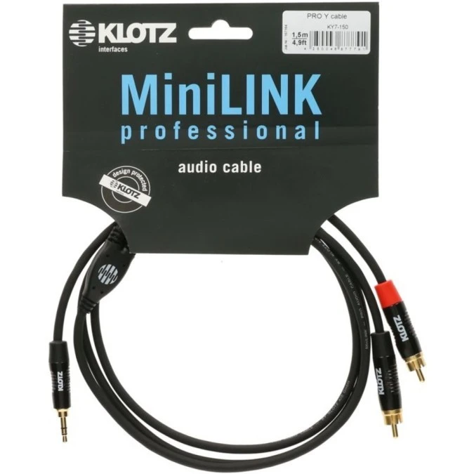 KLOTZ Kabel Audio AUX mini Jack 3,5mm Stereo (wtyk) / 2x RCA Cinch (wtyk) 0,9m – Klotz | TIM SA