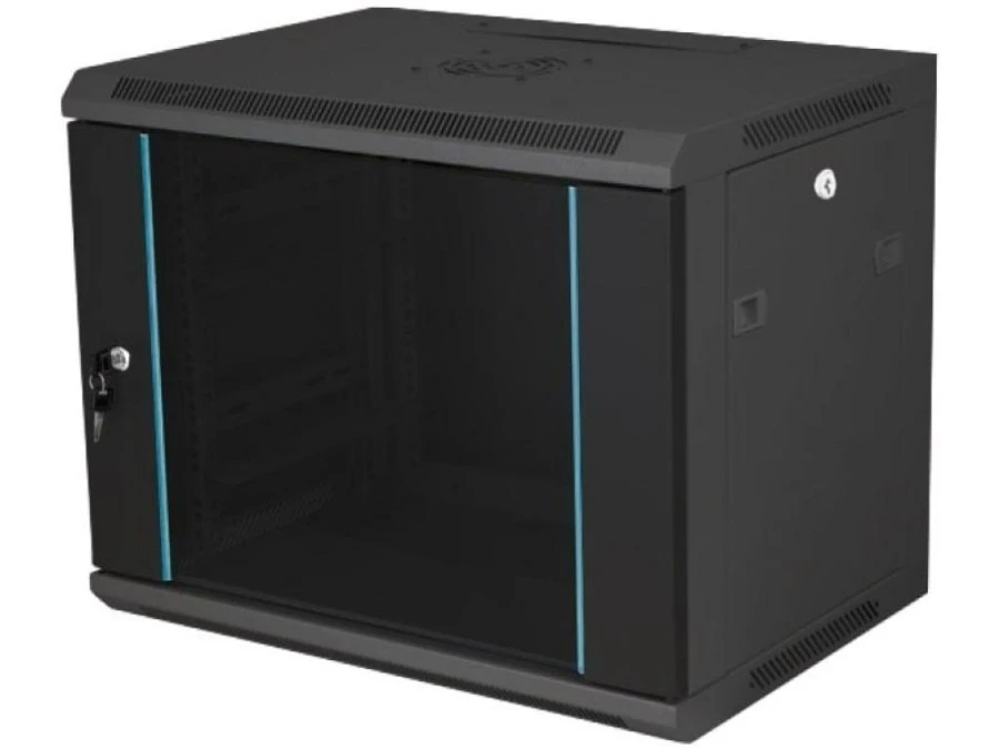 Szafka rack wisząca 19 15U 600x450, drzwi szklane, kolor czarny FLAT ...