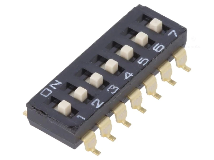 Przełącznik DIP-SWITCH Ilość sekcji 7 ON-OFF 0,025A/24VDC A6S7104H – OMRON ELECTRONICS | TIM SA