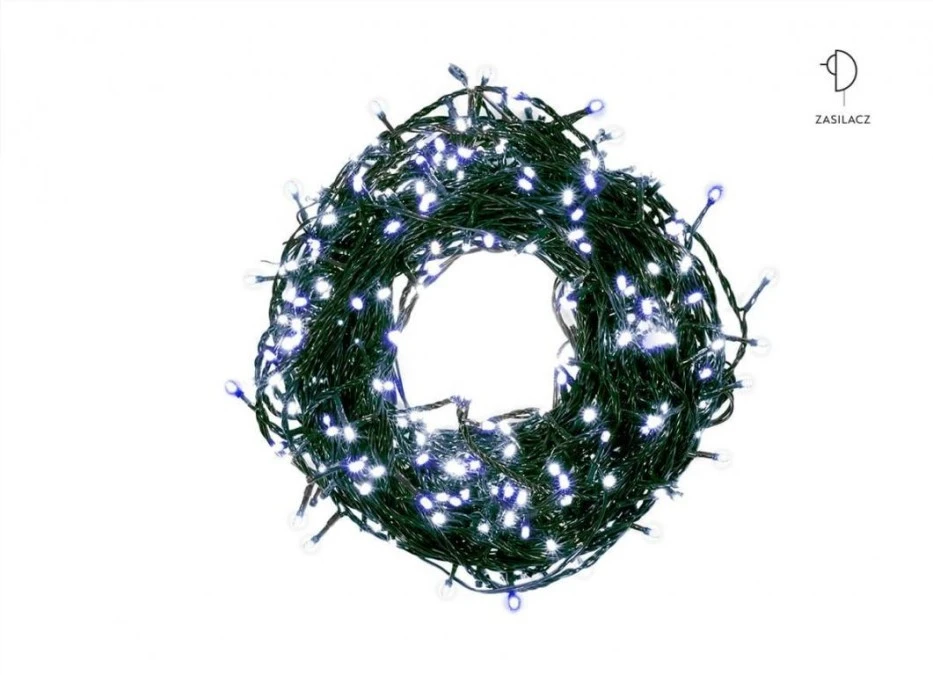 Lampki choinkowe zewnętrzne 500 LED lampki z zasilaczem MIX biały zimny ...