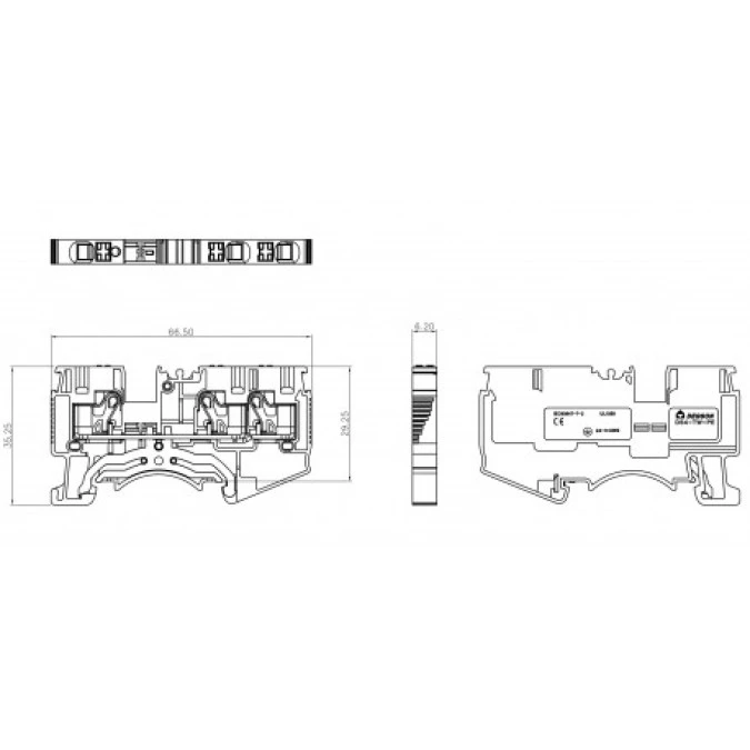 Złączka szynowa 4mm2 1P 3-przewodowa zacisk push-in żółto-zielona PE ...