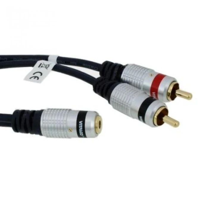 VITALCO JR635 Przejście Adapter Audio AUX mini Jack 3,5mm Stereo (gniazdo) / 2x RCA Cinch (wtyk ...
