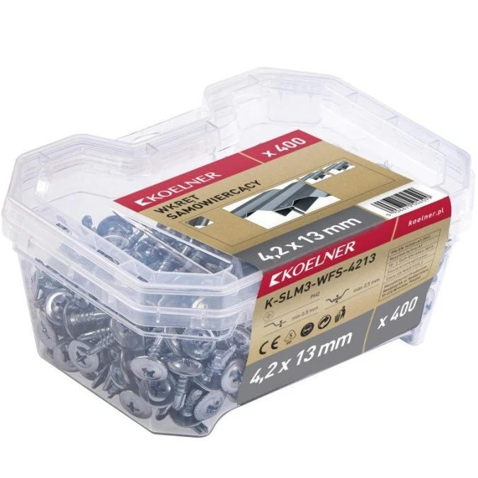 Wkręt samowiercący z łbem płaskim WFS 4,2x13mm K-SLM3-WFS-4213 /400szt ...