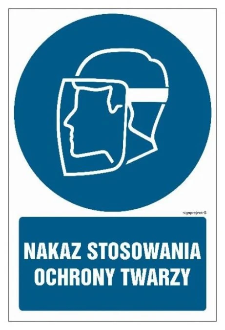 ZNAK - GL043 Nakaz stosowania ochrony twarzy 15 x 22,5 cm KS - Folia ...