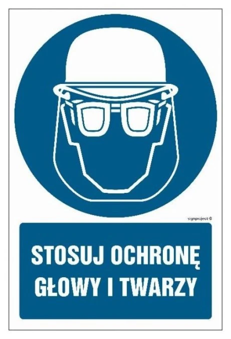 ZNAK - GL019 Stosuj ochronę głowy i twarzy 30 x 45 cm PN - Płyta 1mm ...
