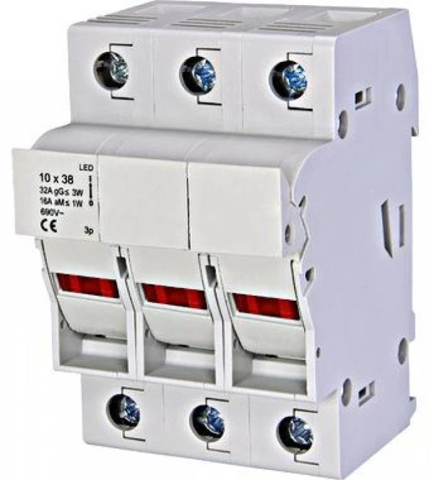 Podstawa bezpiecznikowa 3p 32A 10x38 z diodą sygnalizacyjną – Schrack Technik Polska | TIM SA