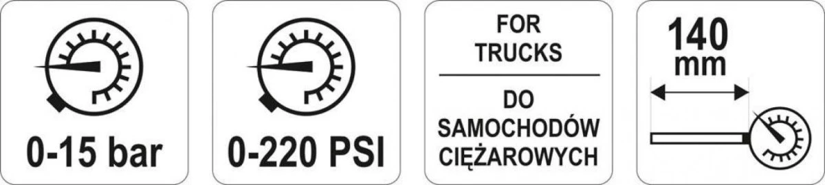 Ciśnieniomierz do aut ciężarowych 15bar – YATO | TIM SA