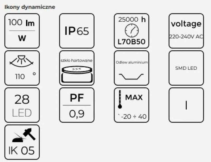 Projektor Naświetlacz Halogen LED line LUMINO 20W 4000K 2000lm IP65 3 ...