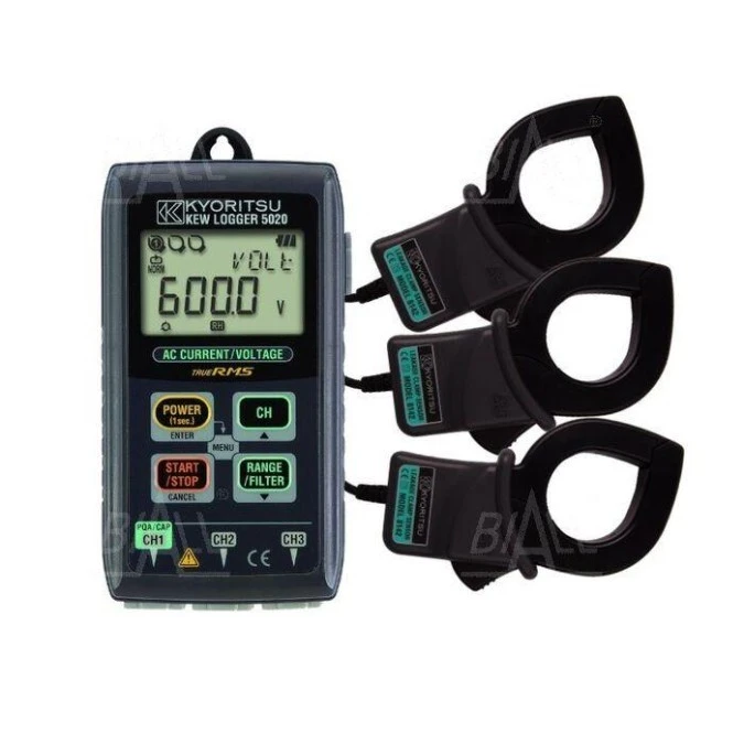 KEW5020 Logger/rejestr. prądu i napięcia AC + 3 cęgi 8142 1000mA ...