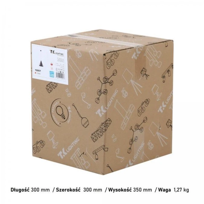 Lampa wisząca czarna nowoczesna CONO E27 klosz-stożek 10057 TK Lighting ...