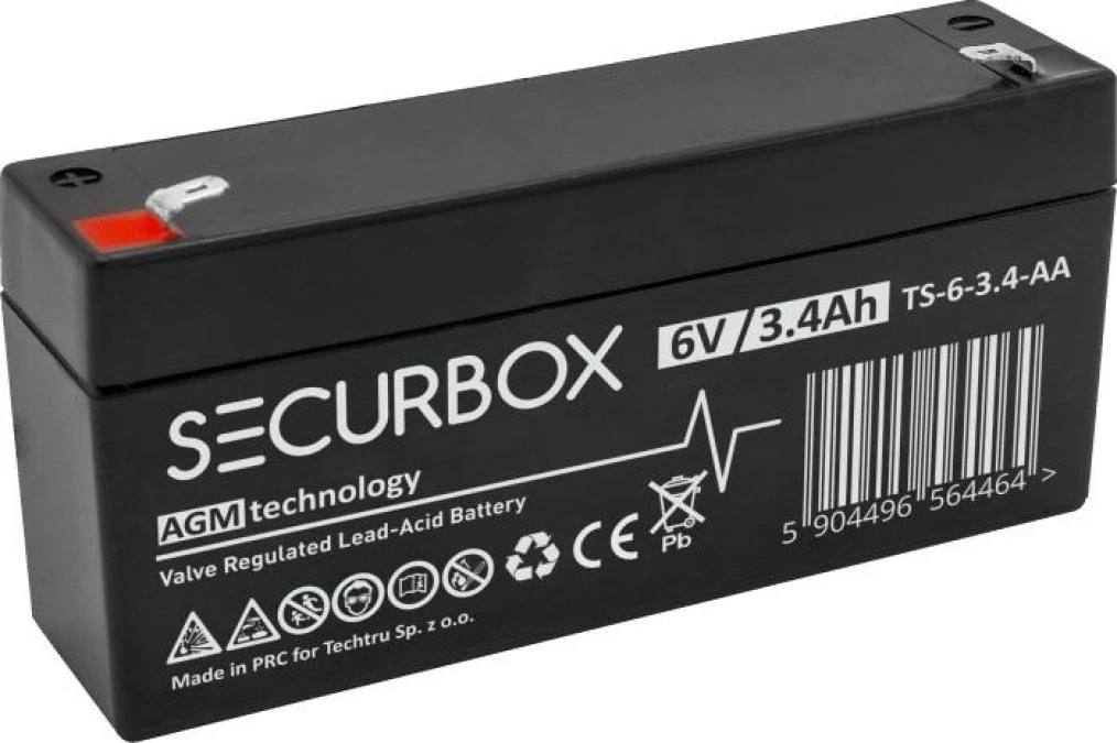 Akumulator AGM bezobsługowy do systemów alarmowych, central ppoż Securbox 6V 3,4Ah – SECURBOX ...