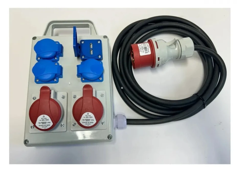 Rozdzielnica elektryczna CEE 32A 16A 3x230V 2xUSB IP44 niezabezpieczony ...